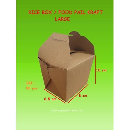 Jual Rice Box Food Pail Kraft Large isi 50 pcs | Shopee Indonesia