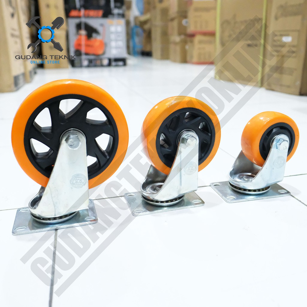 Jual Roda Trolley Troli Hidup Pvc Orange 3inch-4inch-5inch / Roda Hidup ...