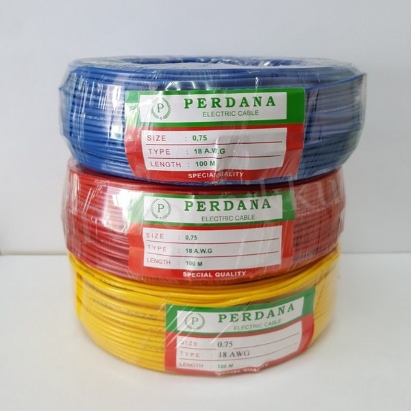 Jual KABEL LISTRIK TUNGGAL SERABUT NYAF PERDANA O,75MM 100M | Shopee Indonesia
