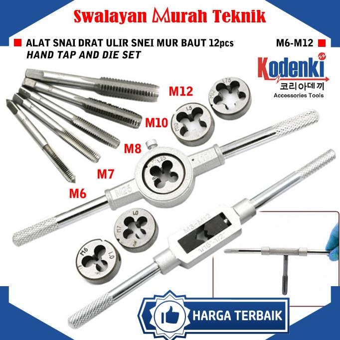 Jual Buruan beli] KODENKI HAND TAP AND DIE SET 12PCS ALAT SNAI DRAT ...