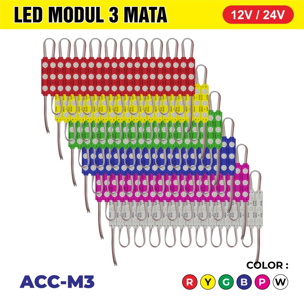 Jual LAMPU LED 3 MATA Modul LED 3 Titik Variasi Truk Bus Neon Box ...