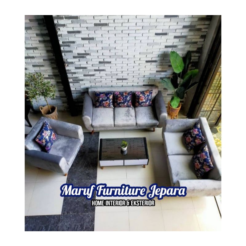 Jual Set Sofa Tamu Retro Minimalis 321 + Meja | Shopee Indonesia