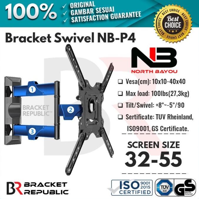 Jual Bracket TV Swivel North Bayou NB P4 32-55 Inch | Shopee Indonesia