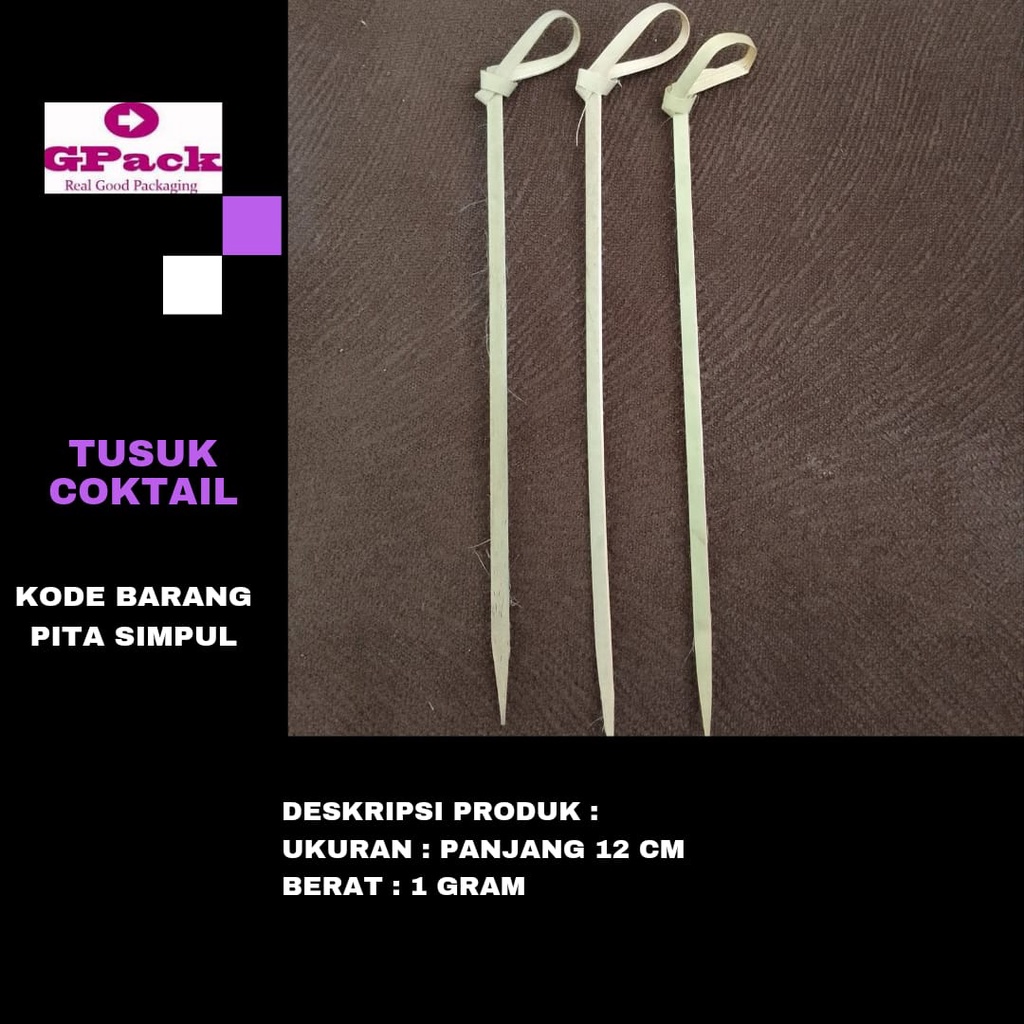 Jual TUSUK COKTAIL PITA SIMPUL 12CM / TUSUK COKTAIL BAMBU PITA SIMPUL ...