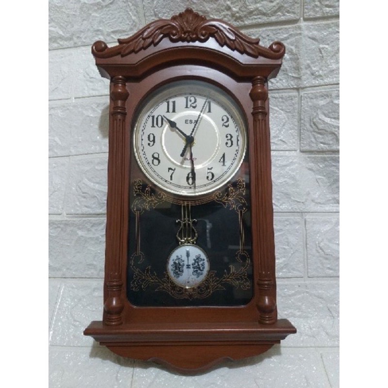 Jual JAM DINDING LONCENG UNIK MELODY BELL CLASSIC MOTIF KAYU | Shopee ...