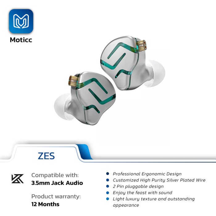 Jual KZ ZES with Mic Electrostatic + Dynamic In Ear Monitor Earphone ...