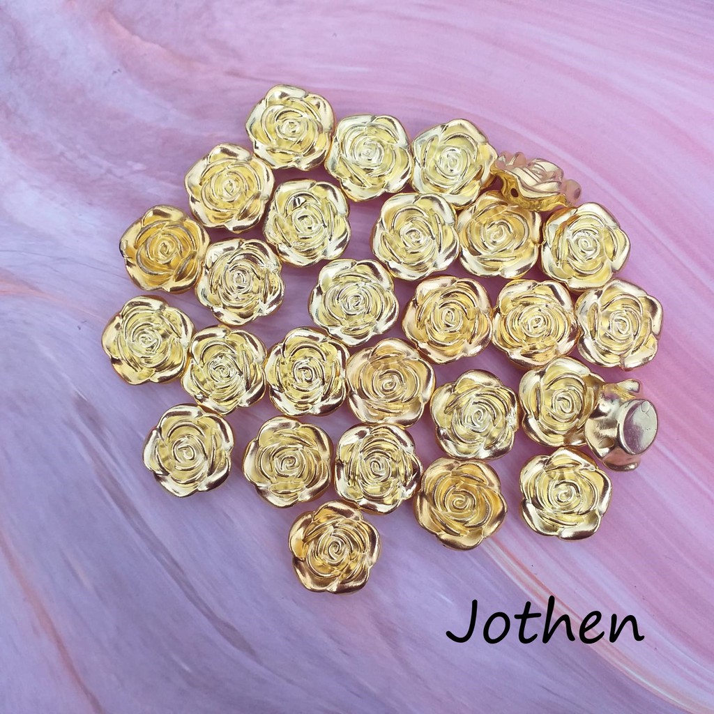 Jual Jothen Isi 20gr Mote Bunga Mawar Sintetis Metalic Gold Glossy ...