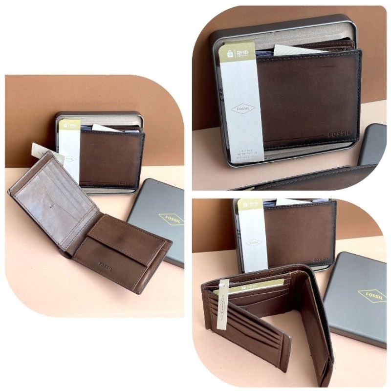 Jual Dompet Fossil Allen RFID International Traveller Dark Brown Wallet ...