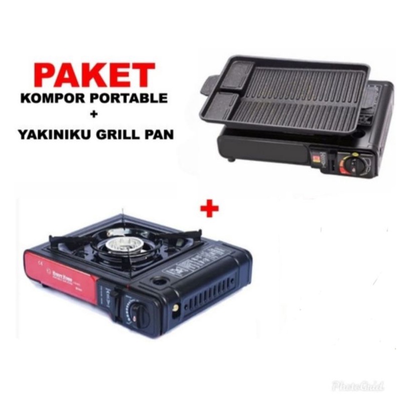 Jual Kompor Gas Portable + Yakiniku Grill Pan + Gas Kaleng | Shopee ...