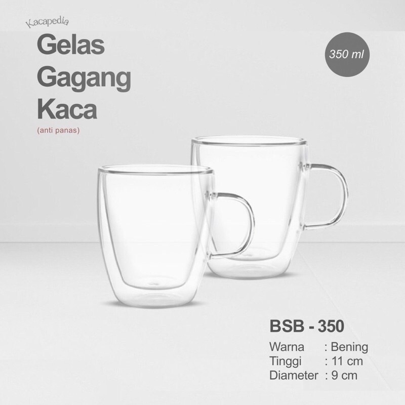 Jual Gelas Aesthetic Gelas Kaca Double Wall Glass Gelas Anti Panas Borosilicate Glass 350ml ...