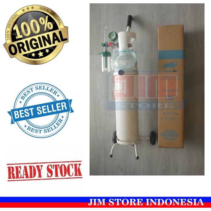 Jual Regulator Tabung Oksigen Gajah Air 1M3 Warna Putih + Regulator + Troly 1M3 - 1Set | Shopee ...