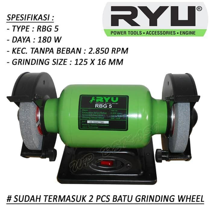 Jual RYU BENCH GRINDER RBG 5 RBG5 ALAT MESIN GERINDA GURINDA DUDUK INCH ...