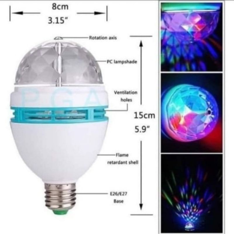 Jual LAMPU DISKO PUTAR / LED LAMP PUTAR FULL COLOUR ROTATING PARTY ...