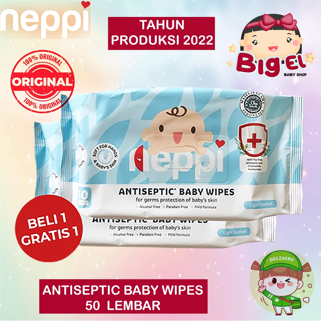 Jual NEPPI ANTISEPTIC BABY WIPES 50'S | TISSUE BASAH ANTISEPTIC | BUY 1 ...