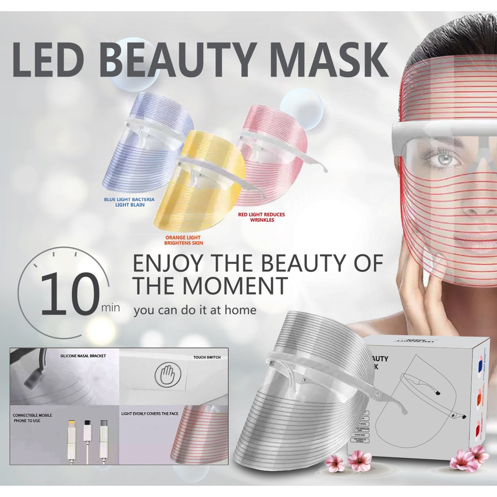 Jual Face Shield LED Mask / Led Therapy Mask / Face Shield 3 Color LED ...