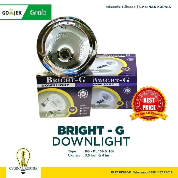 Jual Fitting Tempat Lampu Merk Bright G Downlight Warna Chrome / Silver ...