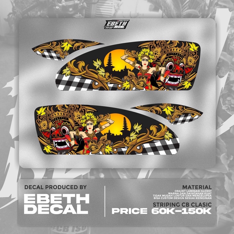 Jual EBETHDECAL Striping Sticker Lis CB Glatik ( barong bali HITAM ...