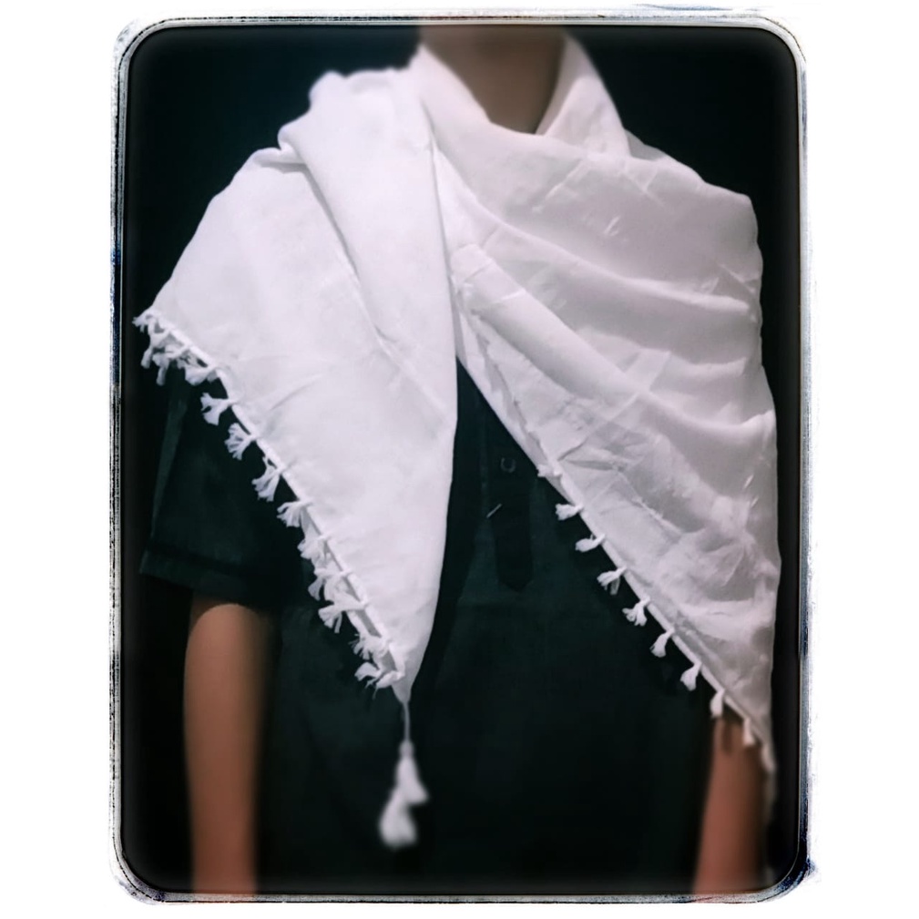 Jual Sorban Putih Polos Rumbai Ronce Segi Empat Sorban Haji Putih ...