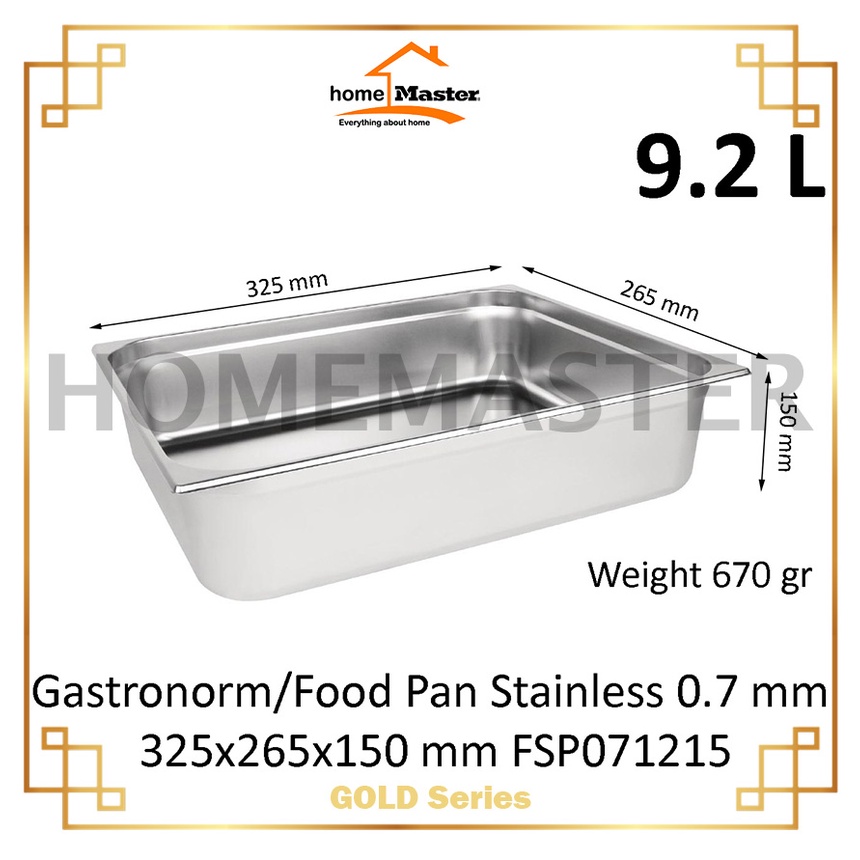 Jual HomeMaster Gastronorm/Gastronom Food Pan Insert Chafing Dish Lauk/Prasmanan/Saji Stainless ...