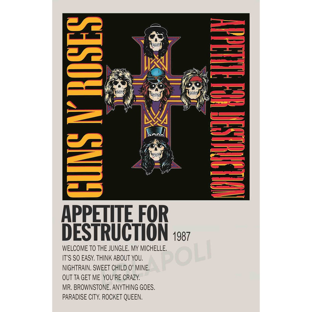Jual Poster Cover Album Appetite For Destruction - Guns N Roses ...