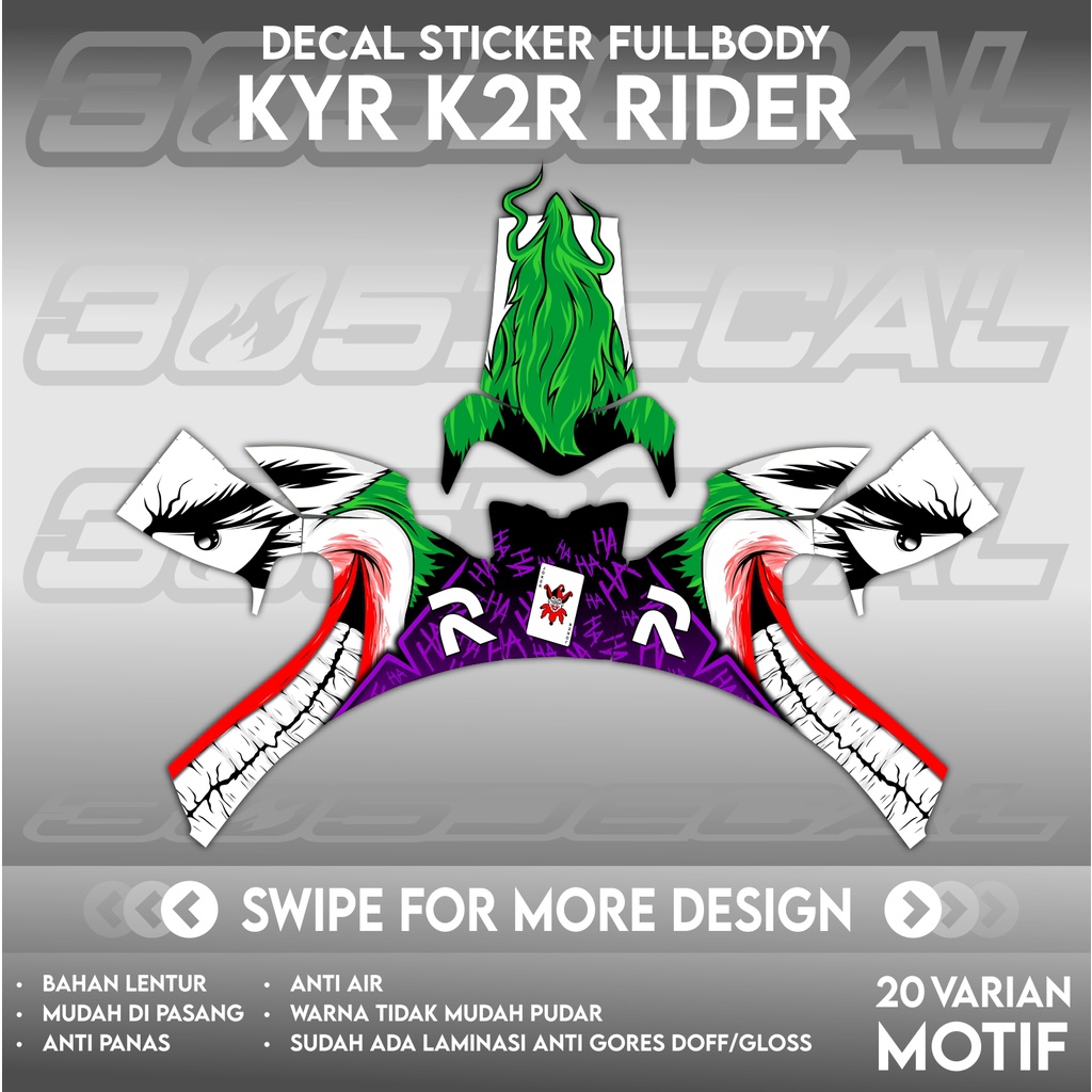 Jual Sticker decal helm KYT K2R Rider motif joker | decal helm | decal ...