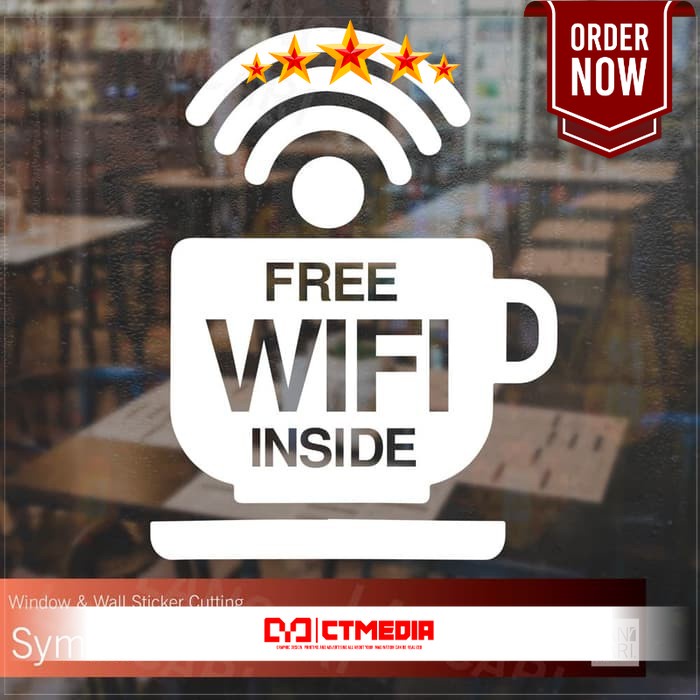 Jual Stiker Cutting Free Wifi Sticker Dinding Kaca Restoran Cafe coffee ...