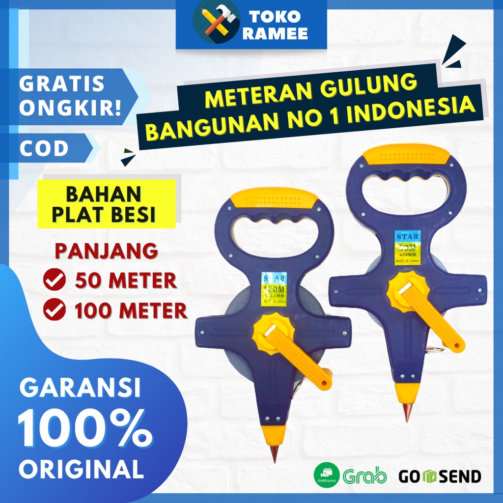 Jual Meteran Plat Besi Tanah Tancap Gulung Roll 50M 100M Alat Perkakas ...