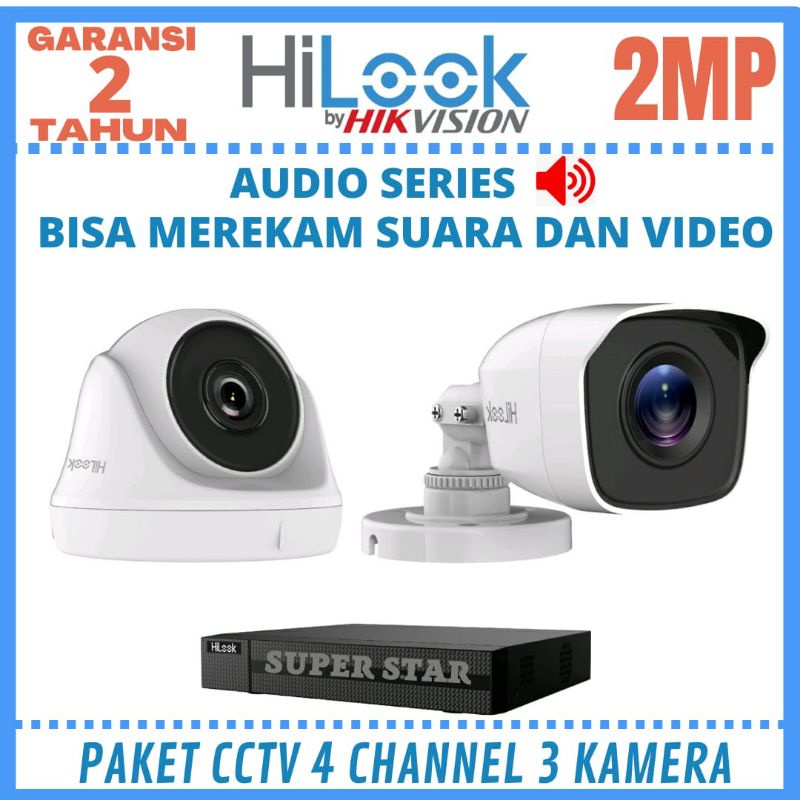 Jual PAKET CCTV HILOOK 2 MP AUDIO 4 CHANNEL 2 KAMERA AUDIO SERIES TAHAN PANAS DAN HUJAN | Shopee ...