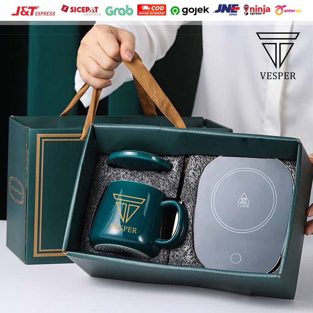 Jual paket hampers warmer cangkir saucer set kemasan gift box / pemanas ...
