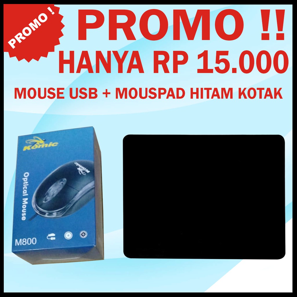 Jual PROMO Mouse Usb Plus Mouspad Hitam Polos | Shopee Indonesia