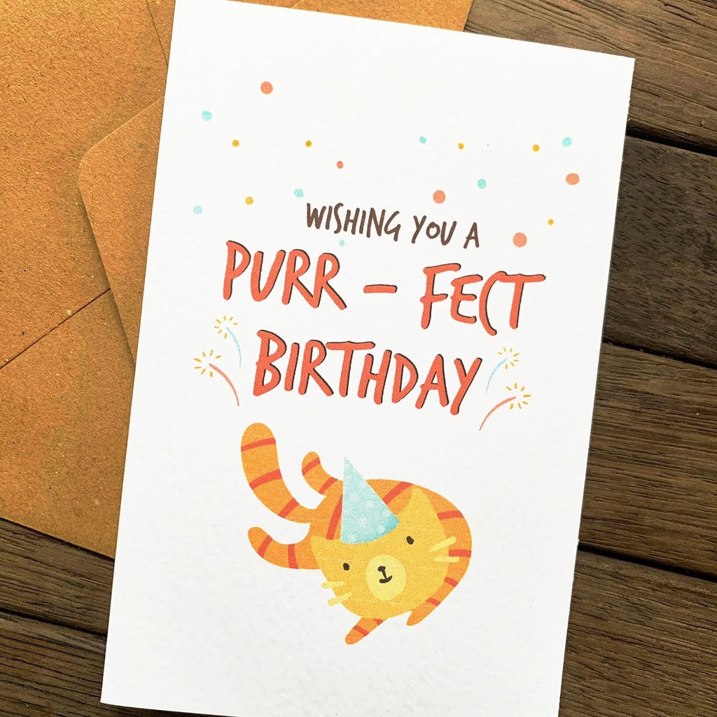 Jual Kartu Ucapan plus Amplop Kraft Ultah Ulang Tahun Birthday Card Cat ...