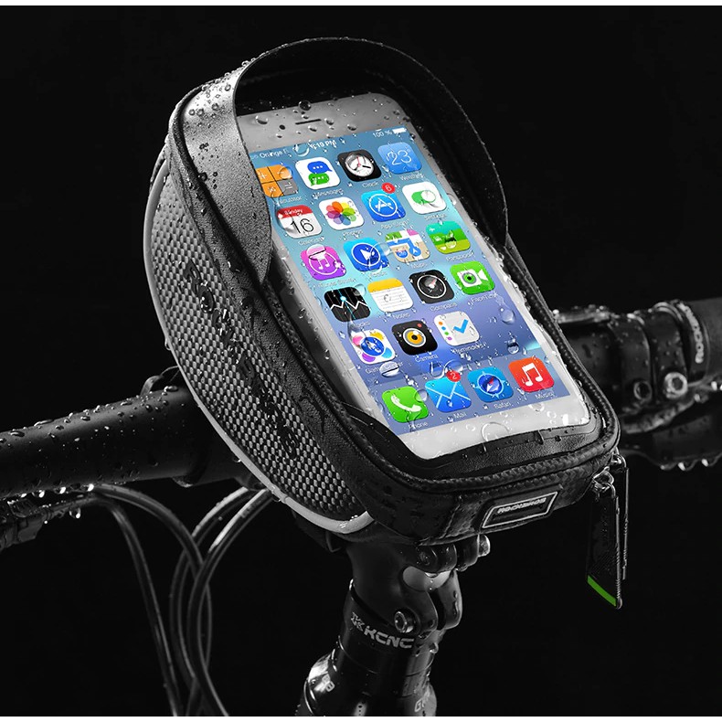 Jual Tas stang sepeda waterproof untuk HP sampai 6 inchi warna hitam ...