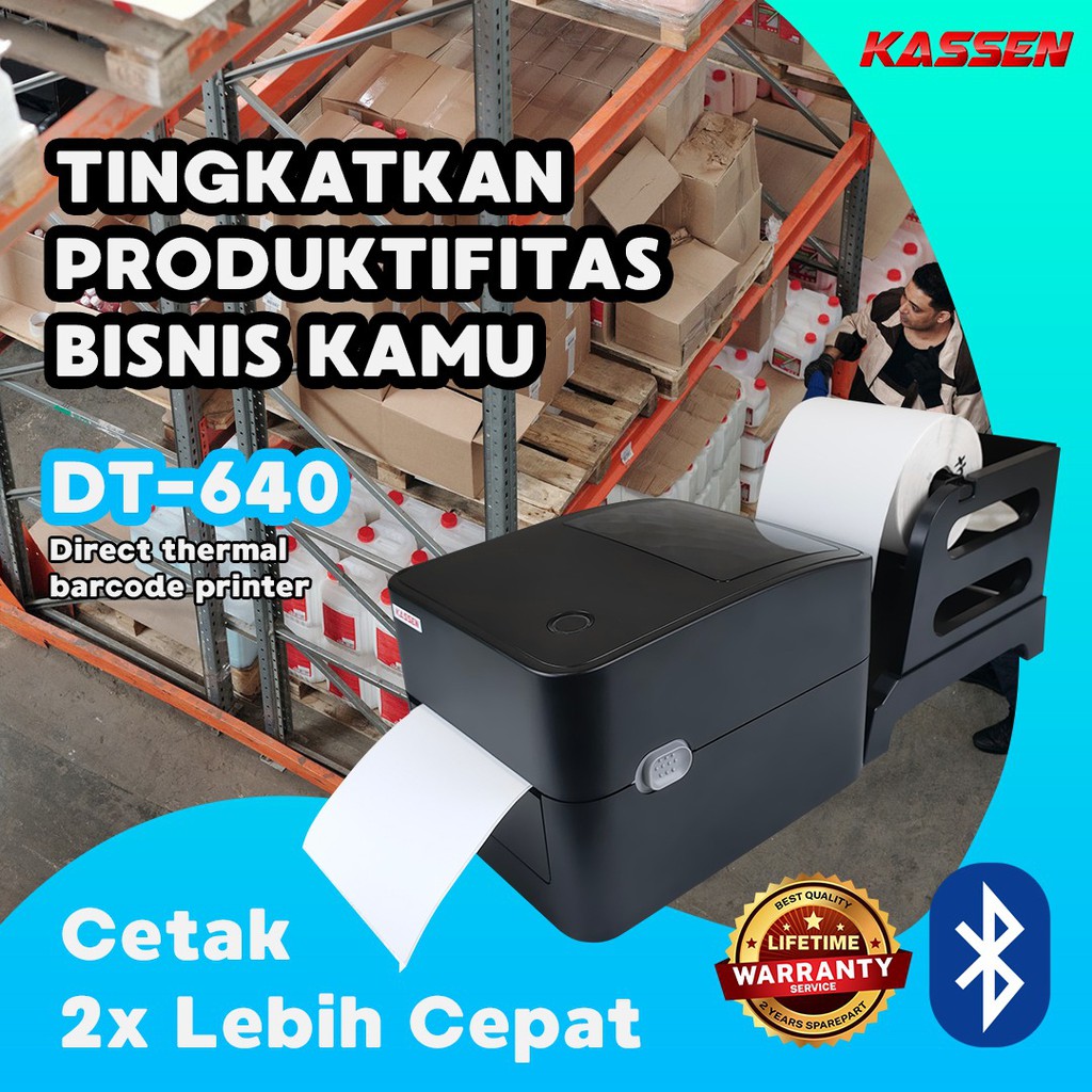 Jual PRINTER BARCODE THERMAL/ LABEL PRINTER A6 4" KASSEN DT-640BT ...