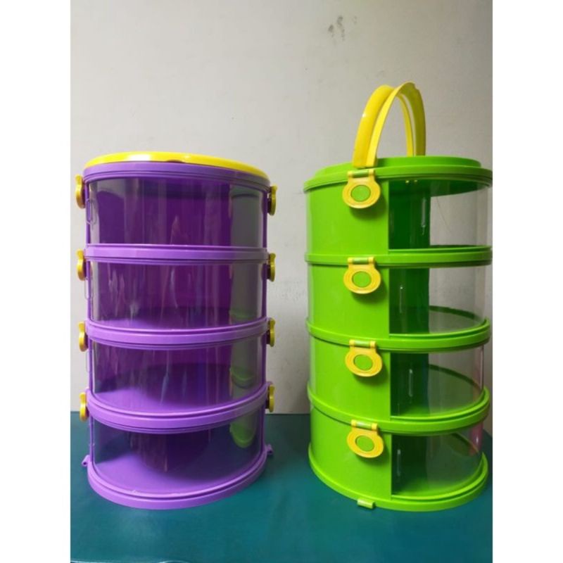 Jual TUDUNG SAJI 4 SUSUN ADA PEGANGAN DAN PENGUNCI /RAK LAUK 4 SUSUN ...
