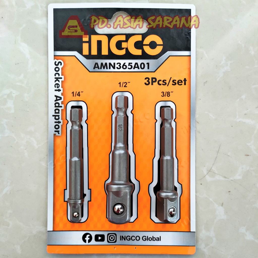 Jual Socket Adaptor (1/4-3/8-1/2") Bor 3pcs INGCO AMN365A01 Converter ...
