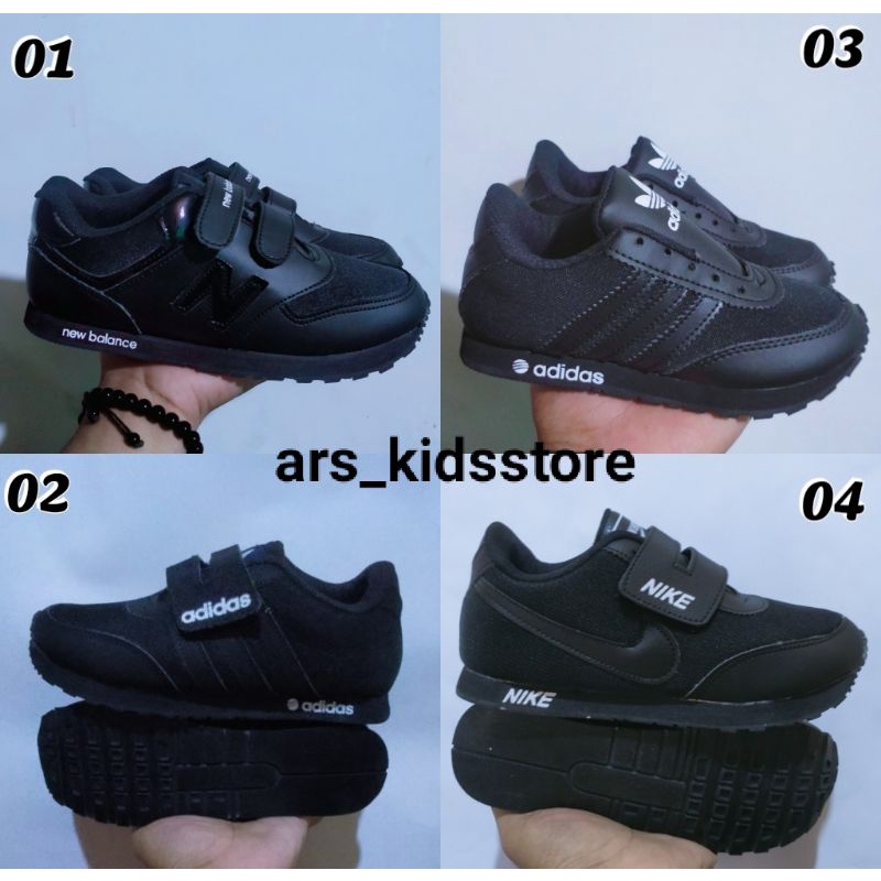 Jual Sepatu Sekolah Anak Sepatu Anak full black Sepatu Hitam Polos ...
