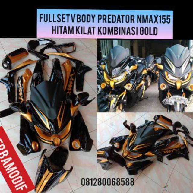 Jual Fullbody predator nmax hitam kilat kombinasi gold | Shopee Indonesia