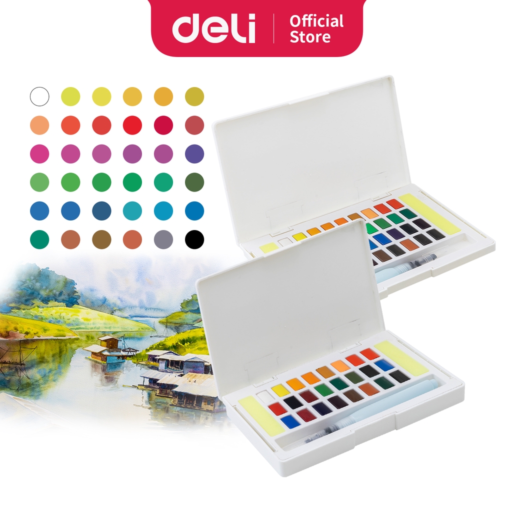 Jual Deli Watercolour Paint / Cat Air Padat 24/36 Warna, Kemasan Kotak ...