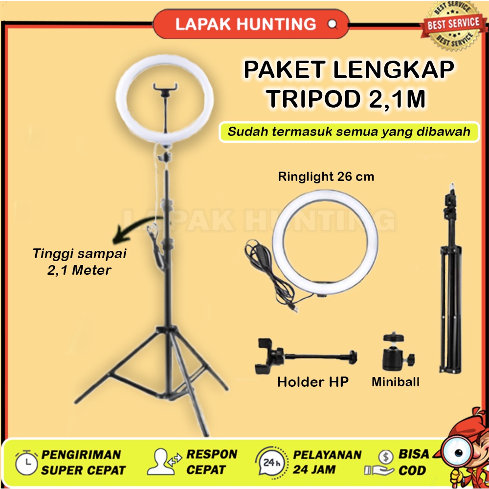 Jual TRIPOD RINGLIGHT 2,1M LED 26CM BAHAN BESI RINGLIGHT MAKE UP VLOG LAMPU RINGLIGHT TIKTOK ...