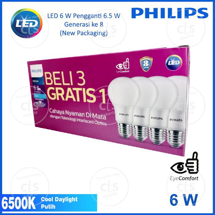 Jual LAMPU LED BULB PHILIPS 6.5W PAKET 3 FREE 1 - PUTIH KODE 379 ...
