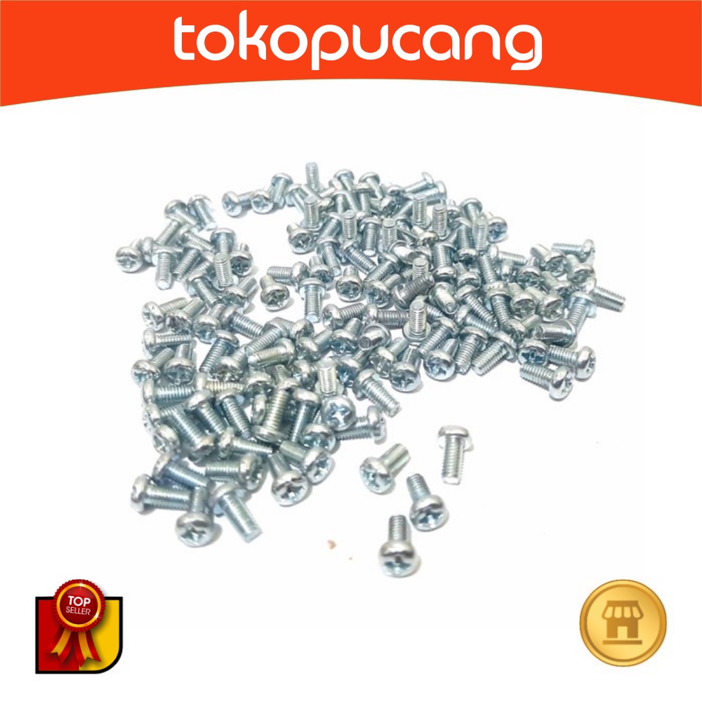 Jual Baut JP M3x10 100pcs Besi Galvanis Bulat M3 x 10mm warna putih ...