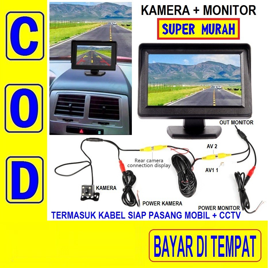Jual Paket Kamera Mobil Mundur Monitor Lcd 4.3inc Camera Belakang Ccd ...