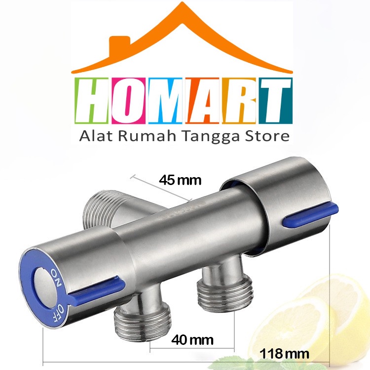 Jual New Keran Cabang Double Stop Kran Shower Mandi Selang Mesin Cuci Tembok Angle Valve Air ...
