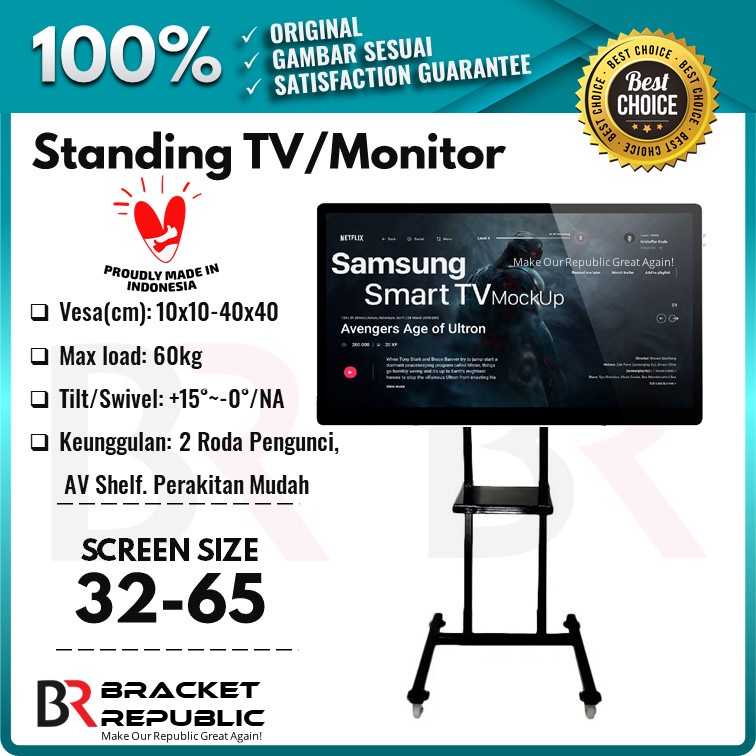 Jual Bracket TV Standing 65 60 55 50 49 43 32 Inch Braket Breket Stand ...