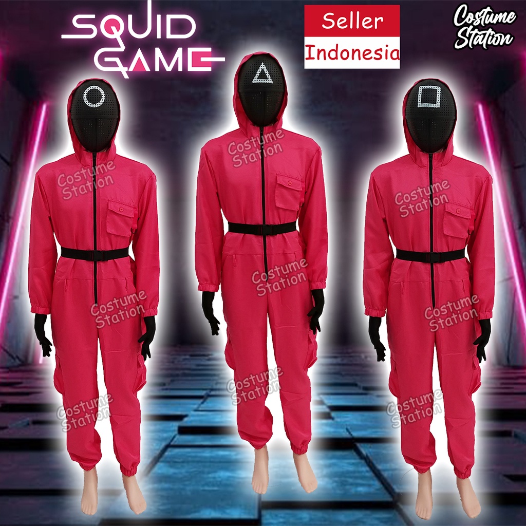 Jual Kostum Squid Game Pink Guards / Costume Pink Masked Soldiers ...