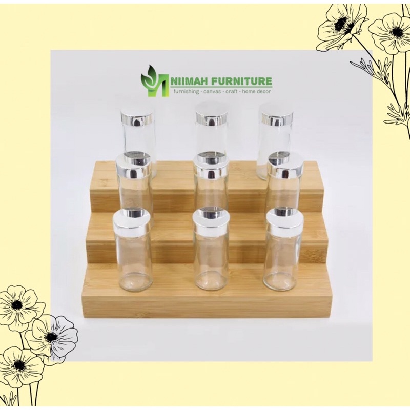 Jual RAK BUMBU KAYU MINIMALIS RAK TANGGA SUSUN 3 ( 40 x 27 x 12 ...