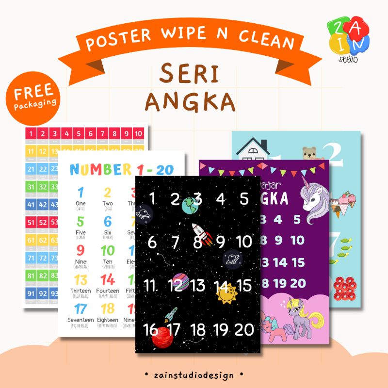 Jual SERI POSTER ANGKA - POSTER ANAK EDUKASI TK PAUD | Shopee Indonesia