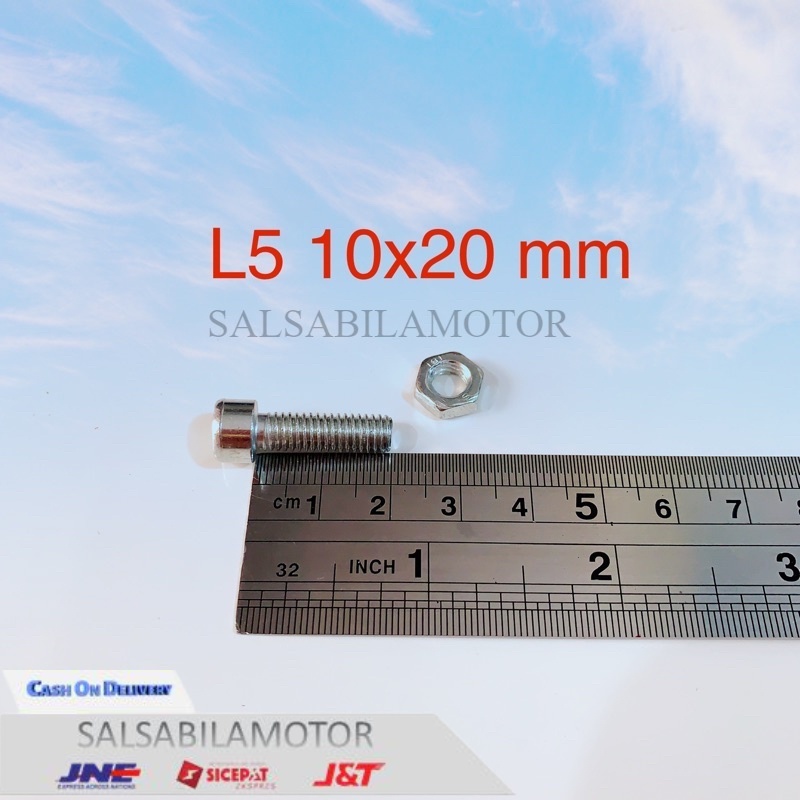 Jual Baut L5 10x20 mm Baut Plat Nomor universal Motor | Shopee Indonesia