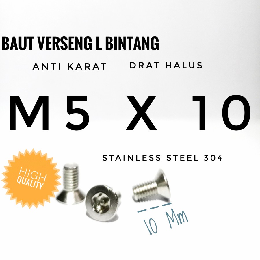 Jual 5PCS baut verseng torq M5 x 10 verseng bintang M5 x 10 JF Torq / verseng torx SS 304 anti ...