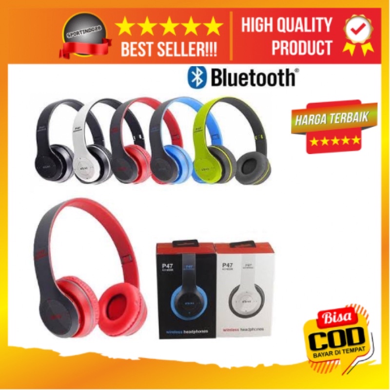Jual Headphone Bluetooth P47 5.0+EDR Music Headset Wireless Bando ...